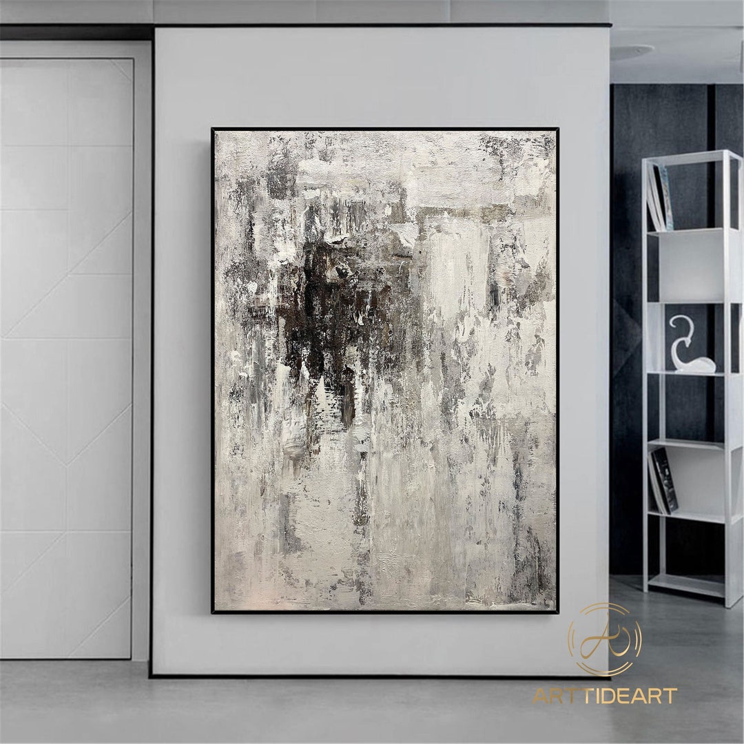 Gray Wall Art Gray Abstract Art Large Gray Abstract Painting Gray and ...
