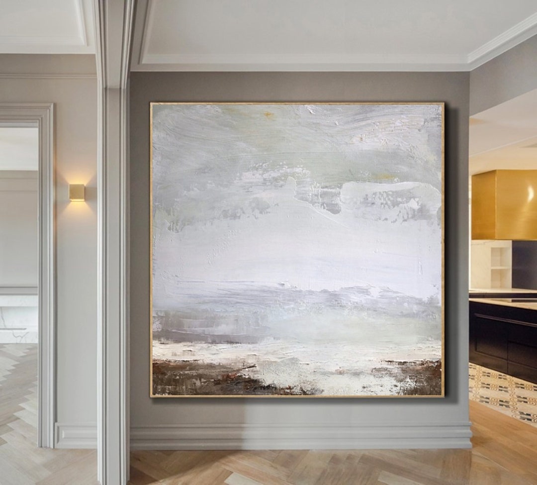 Large Beige Abstract Landscape Painting,bright Brown Painting Original ...