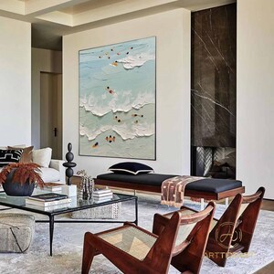 The Beach Joys Wall Art Hand Painted Extra Large Heavy Textured ...