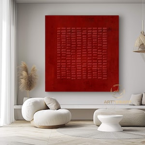 Red Arch Wall Art Painting Red Wall Art Abstract Red Painting Large Red ...