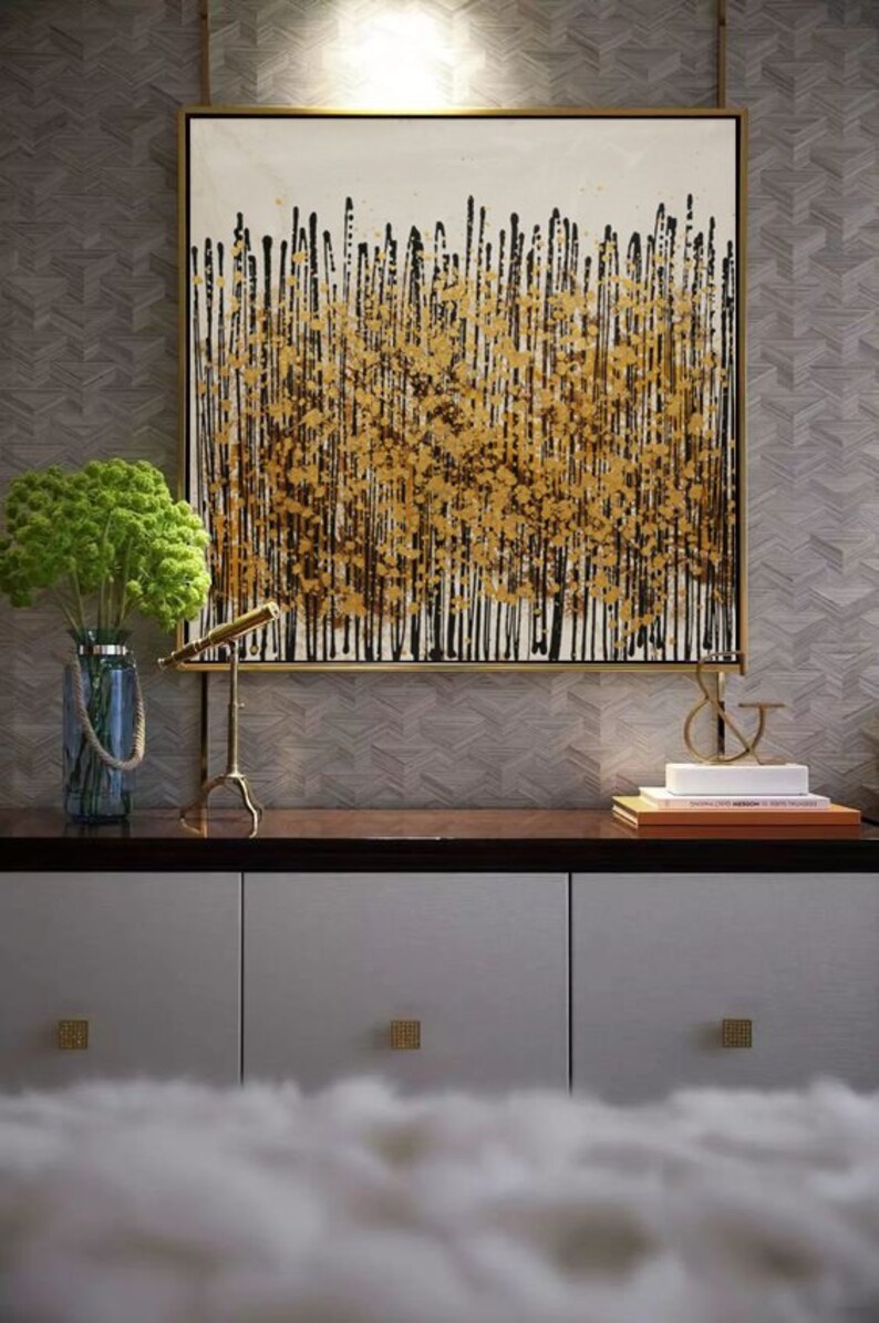 Gold Leaf Painting Gold Abstract Art Modern Landscape Painting - Etsy