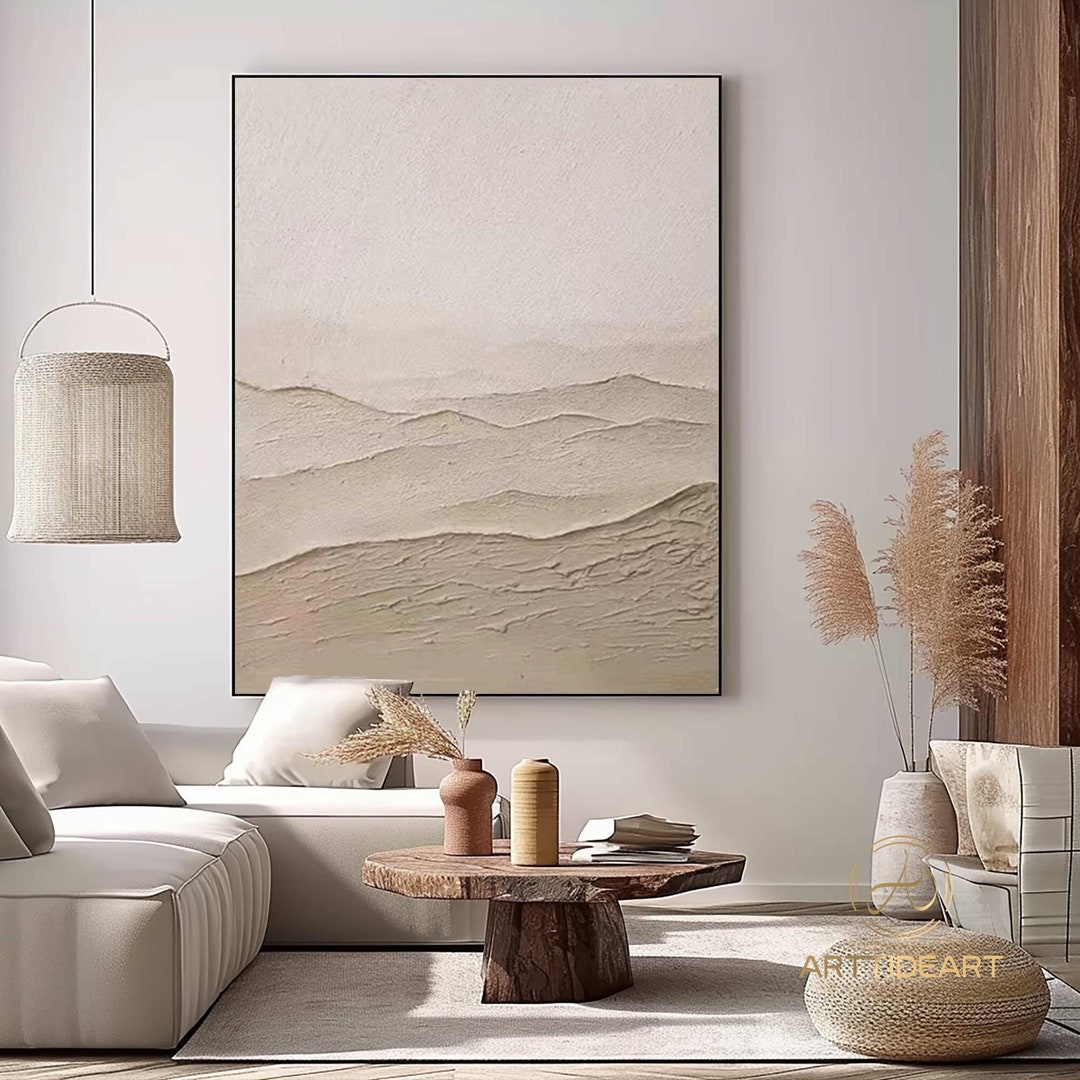 Large Beige Abstract Wall Art Beige Texture Painting Wabi Sabi Wall Art ...