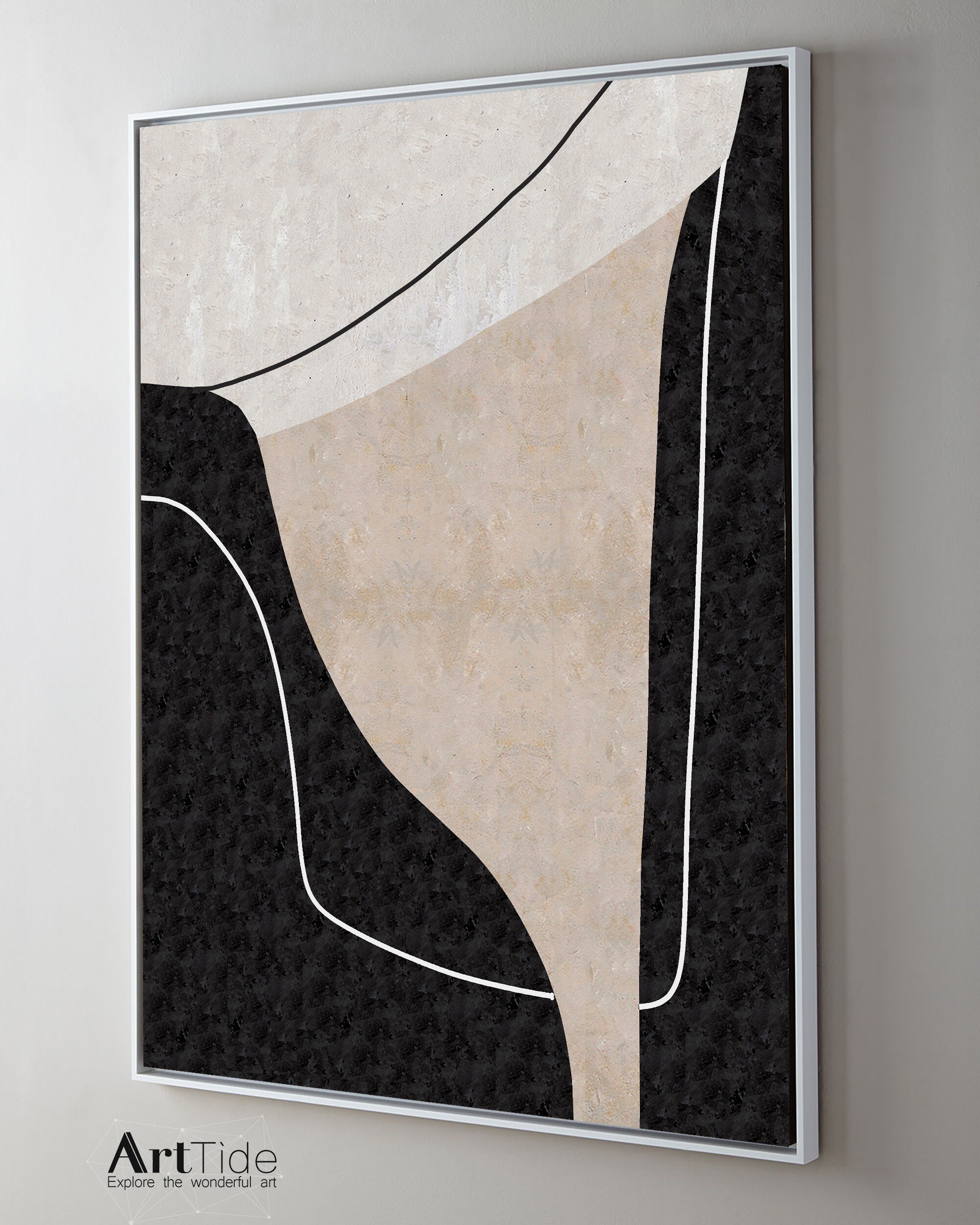 Large abstract beige painting white abstract painting | Etsy