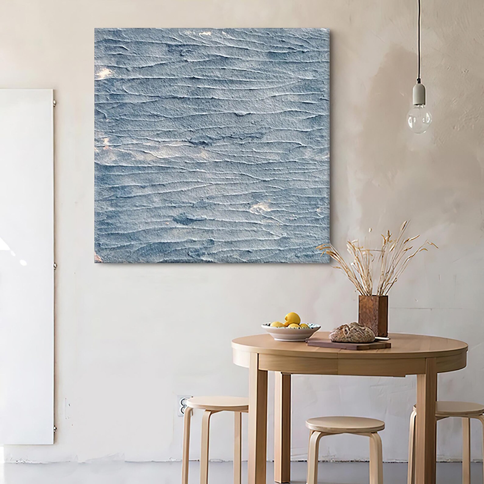 3D Blue Textured Abstract Painting: Minimalist Modern Wall Art - Etsy