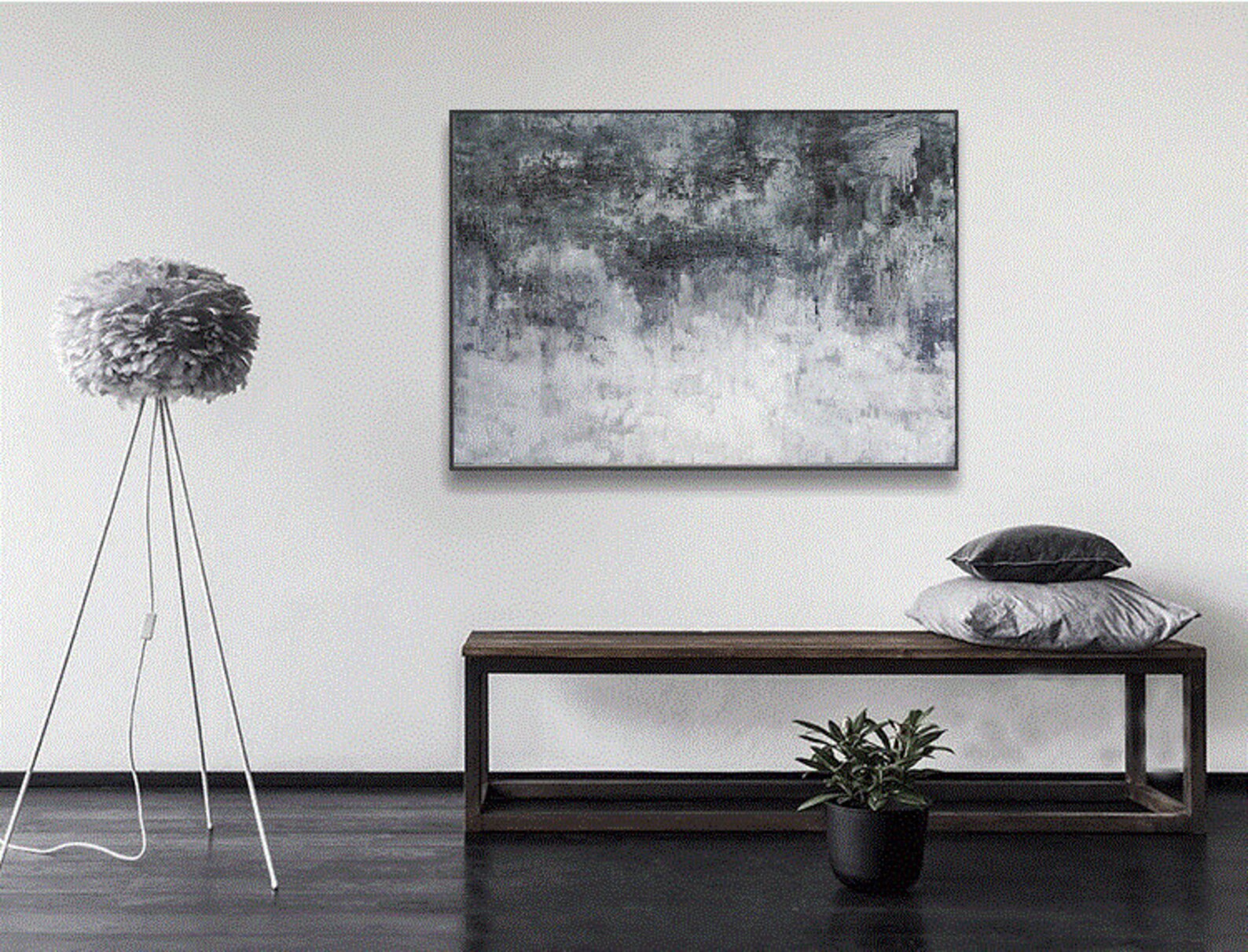 Black canvas painting large abstract black and white painting | Etsy