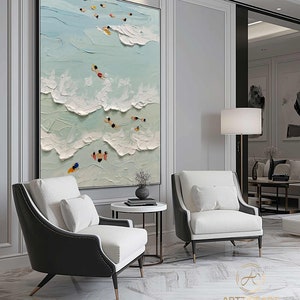 The Beach Joys Wall Art Hand Painted Extra Large Heavy Textured ...