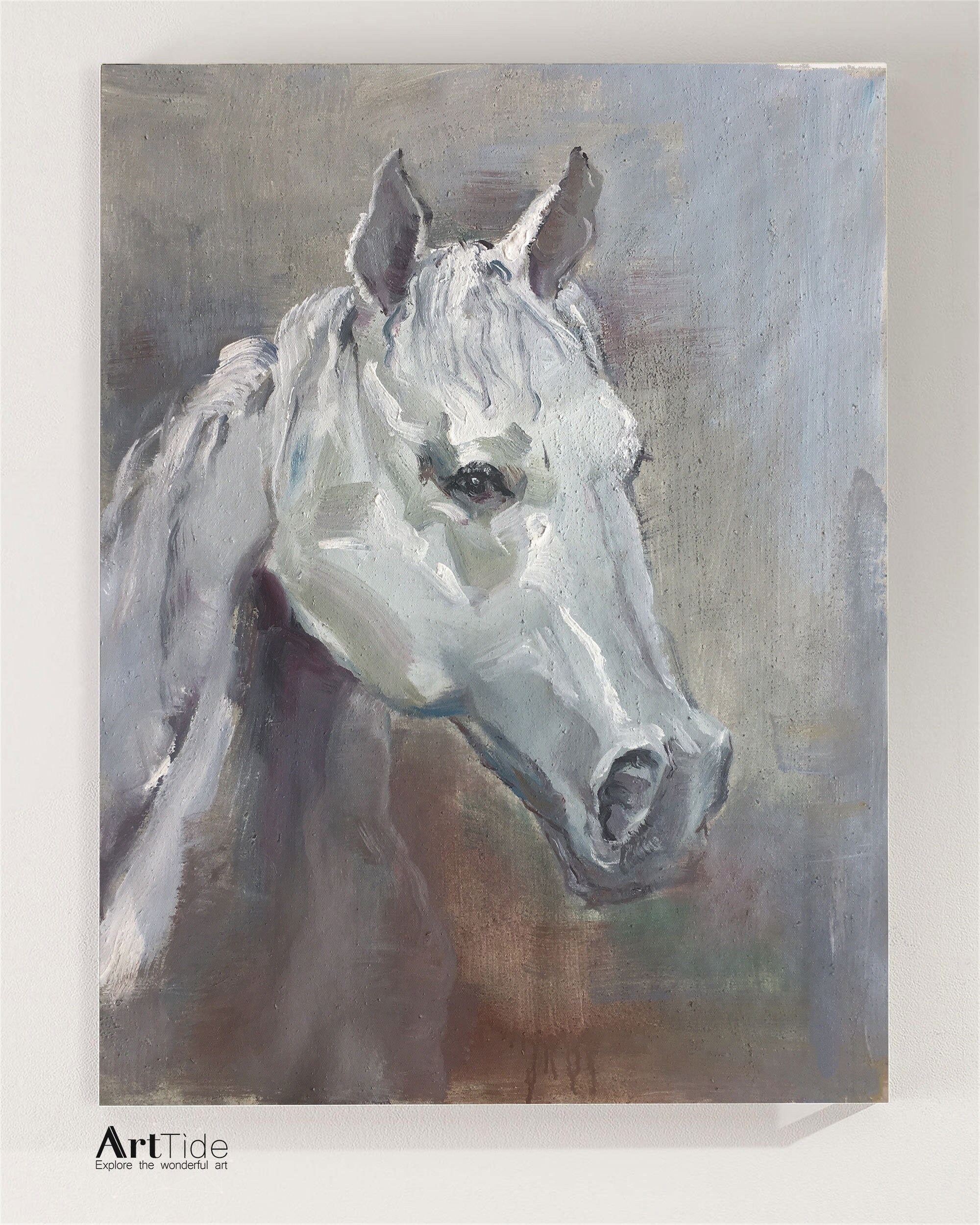 White Horse Painting Large Canvas Art Horse Decor Horse Oil | Etsy