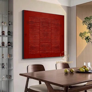 Red 3D Texture Wall Art Red Minimalist Painting Neutral Plaster ...