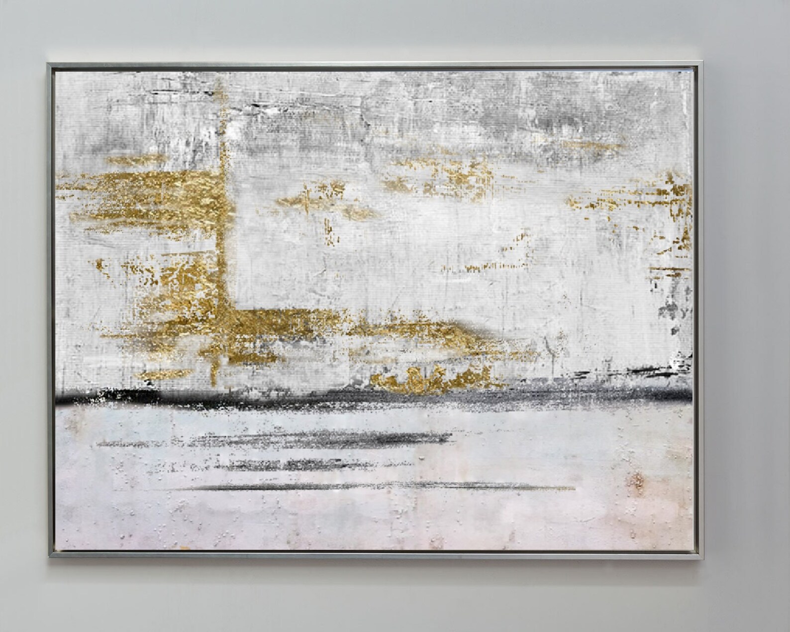 Large Abstract Gold and White Paintingoriginal Black White - Etsy