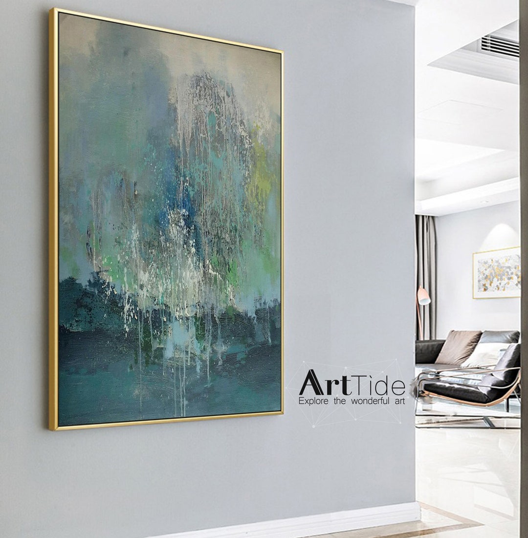 Large Abstract Green Painting,mint Green Abstract Painting,abstract ...