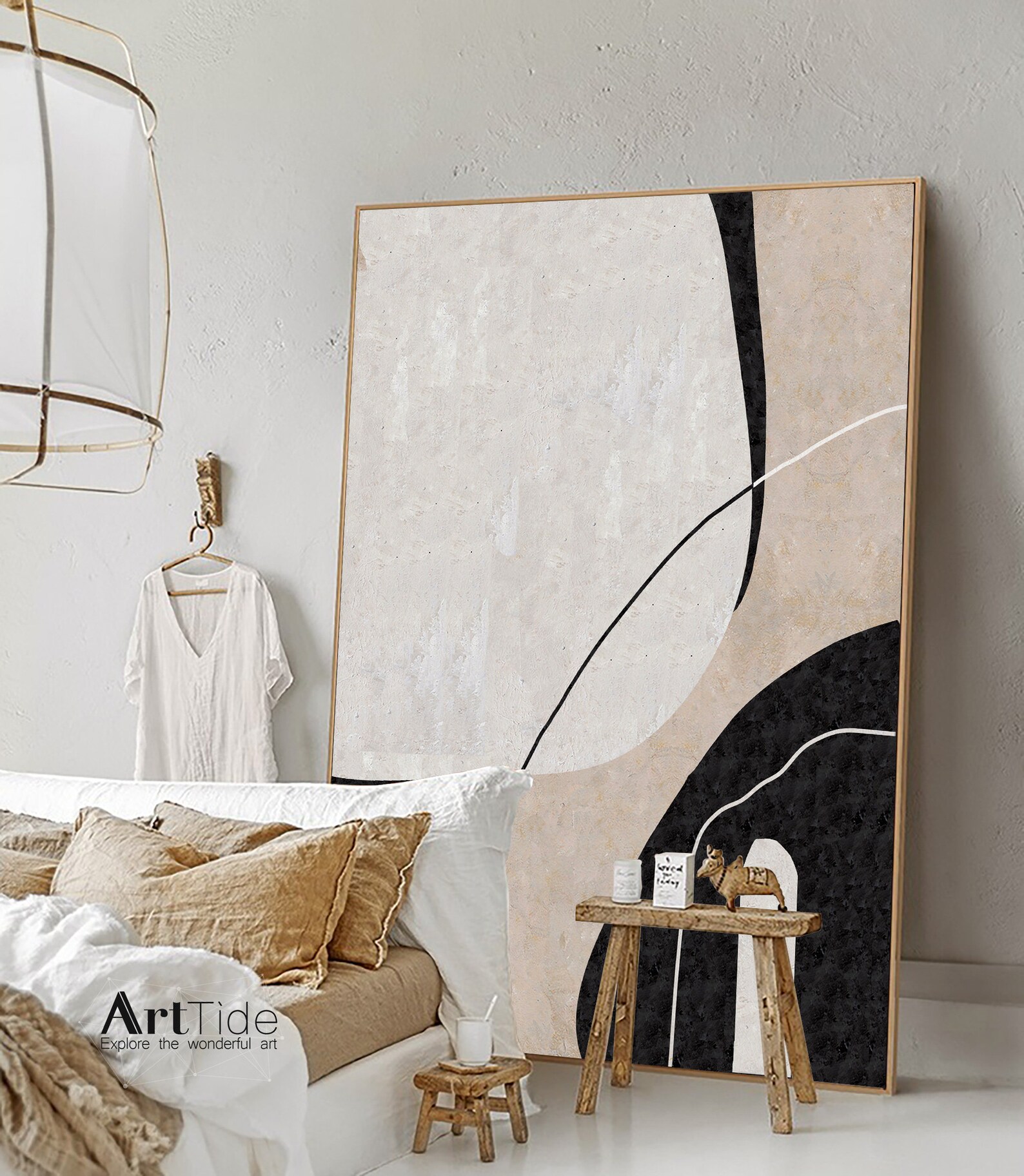 Large Abstract Painting Beige Abstract Artwork Minimalist - Etsy