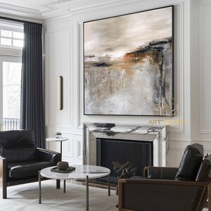 Rust Color Painting Orange Wall Art Wabi Sabi Wall Art Large Black ...