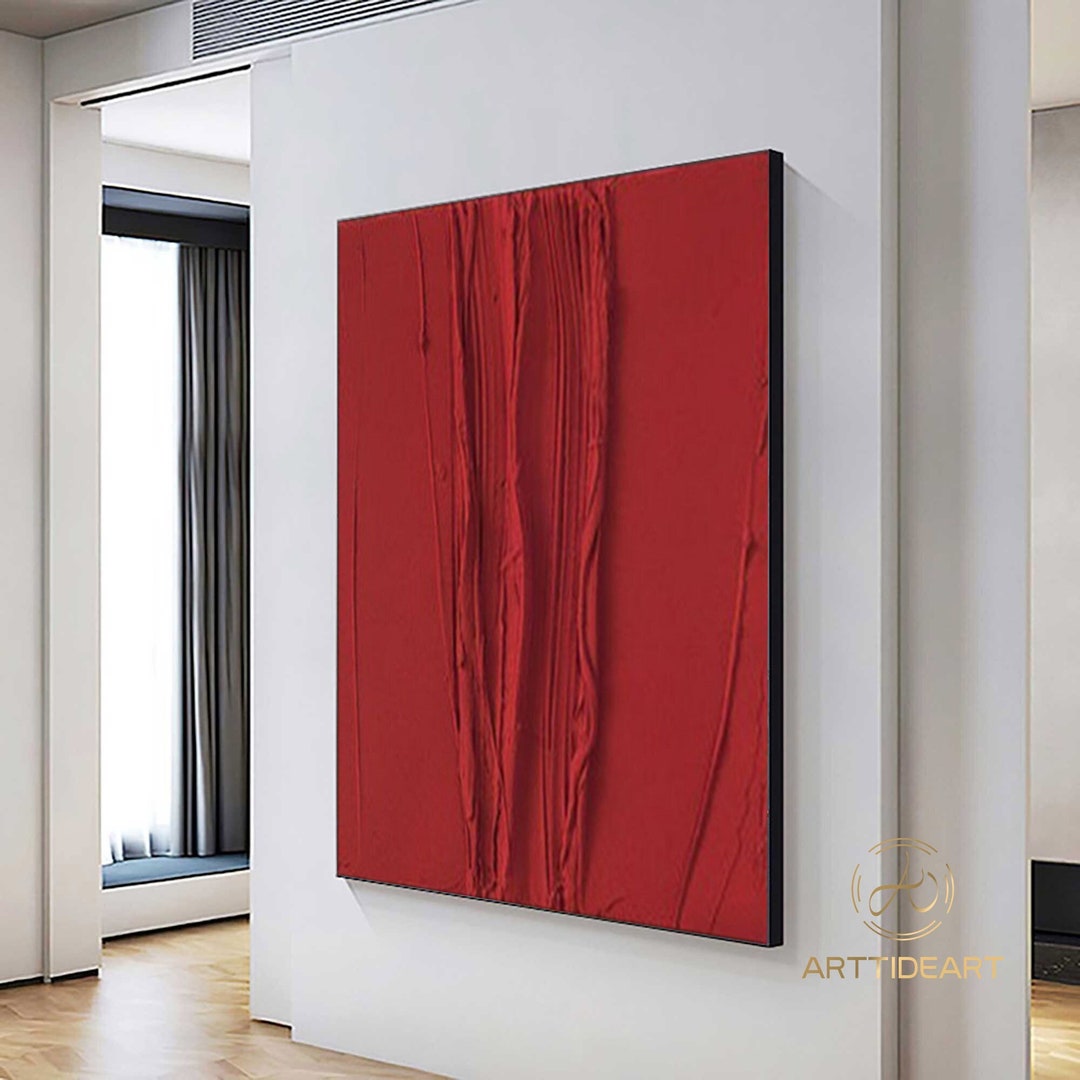 Red Arch Wall Art Painting Red Wall Art Abstract Red Painting Large Red ...