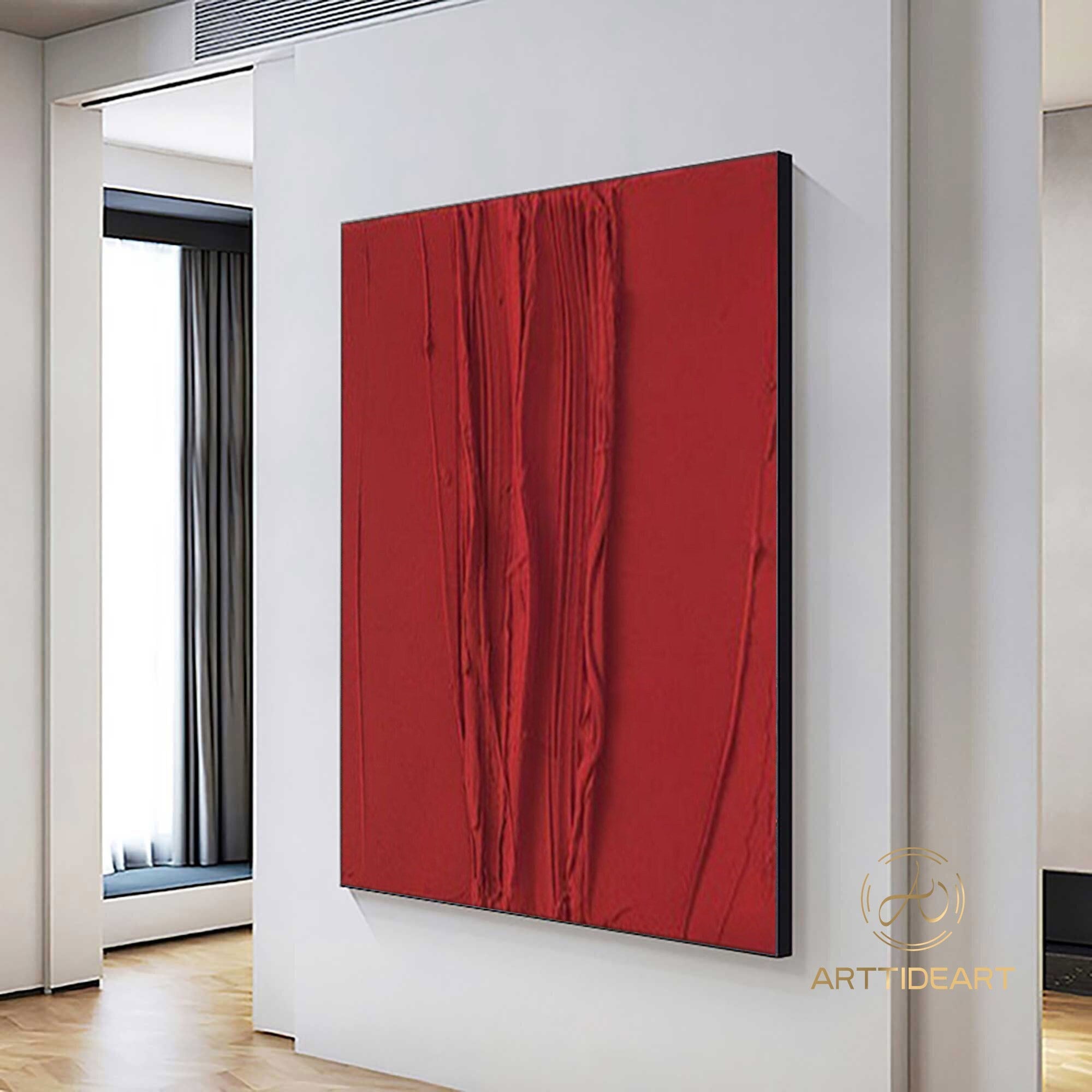 Large Red Abstract Painting: Textured Arch Wall Art - Etsy