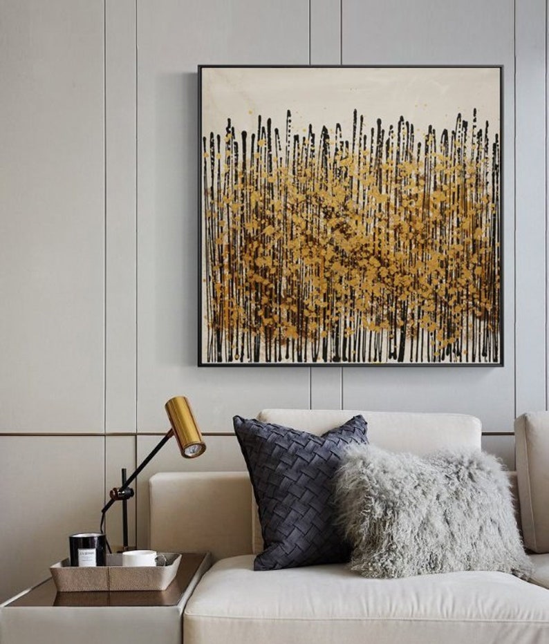 Gold Leaf Painting Gold Abstract Art Modern Landscape Painting - Etsy