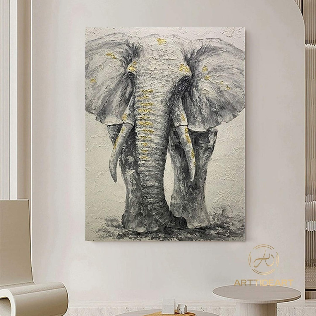 Large Elephant Painting Large Animal Painting Elephant Abstract Art ...