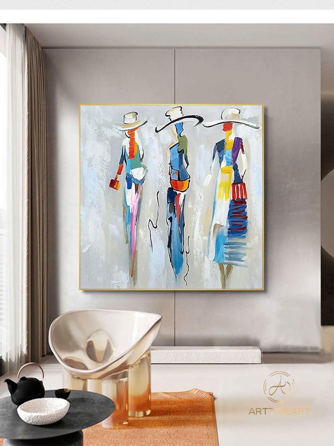 Original Figure Oil Painting: Colorful Abstract Lady Canvas Art - Etsy