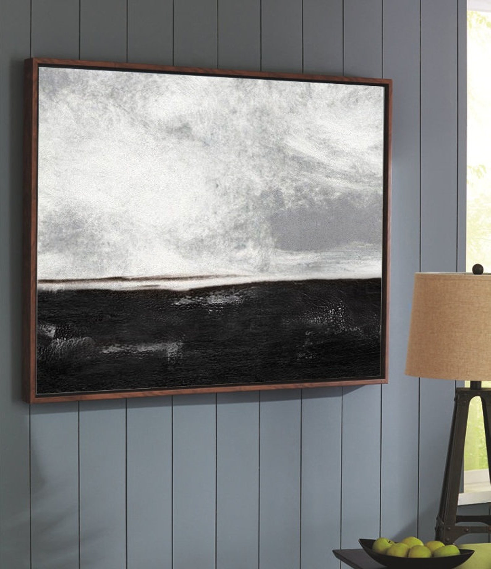 Black White Paintinglarge Abstract Painting Landscape - Etsy
