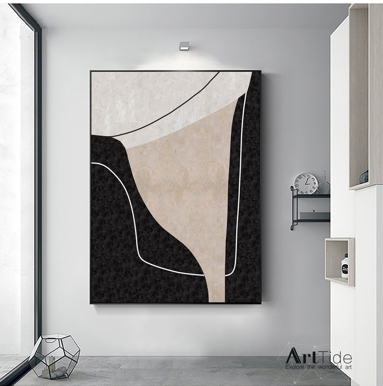 Large Abstract Beige Painting White Abstract Painting | Etsy