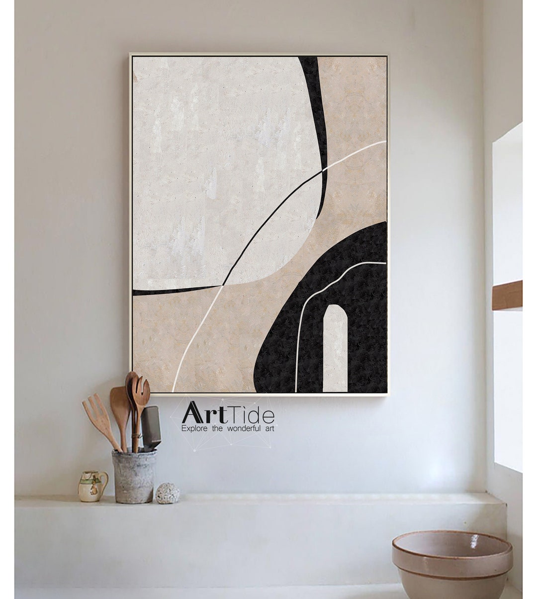 Large Abstract Painting Beige Abstract Artwork Minimalist - Etsy
