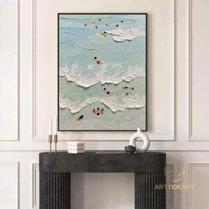 The Beach Joys Wall Art Hand Painted Extra Large Heavy Textured ...