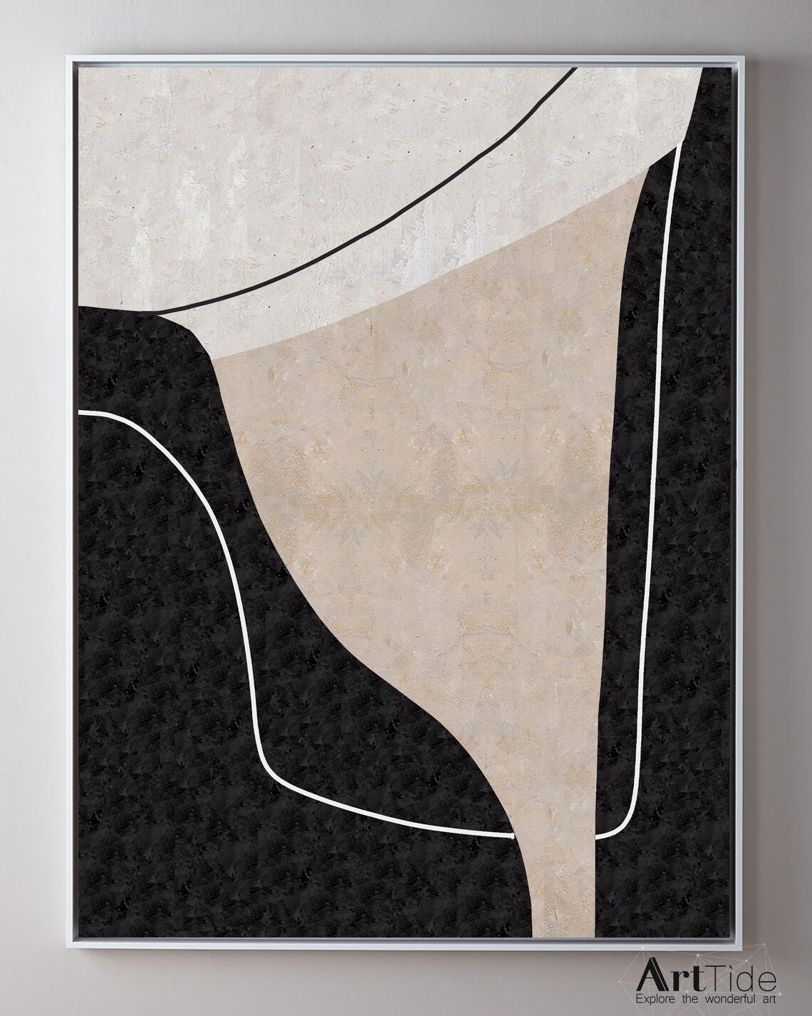 Large abstract beige painting white abstract painting | Etsy