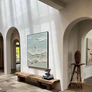 The Beach Joys Wall Art Hand Painted Extra Large Heavy Textured ...