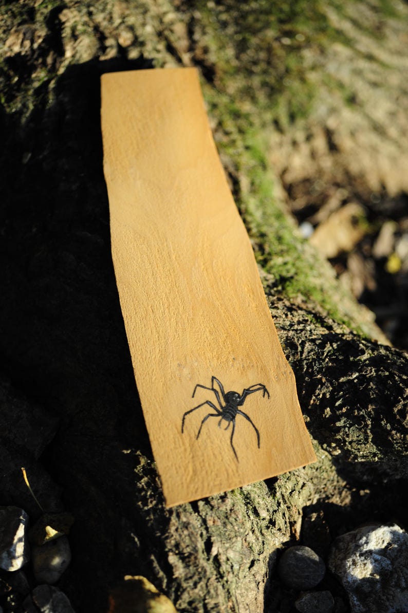 Wooden Bookmark | Black Spider | Nature | Animal | Insect | Hand ...