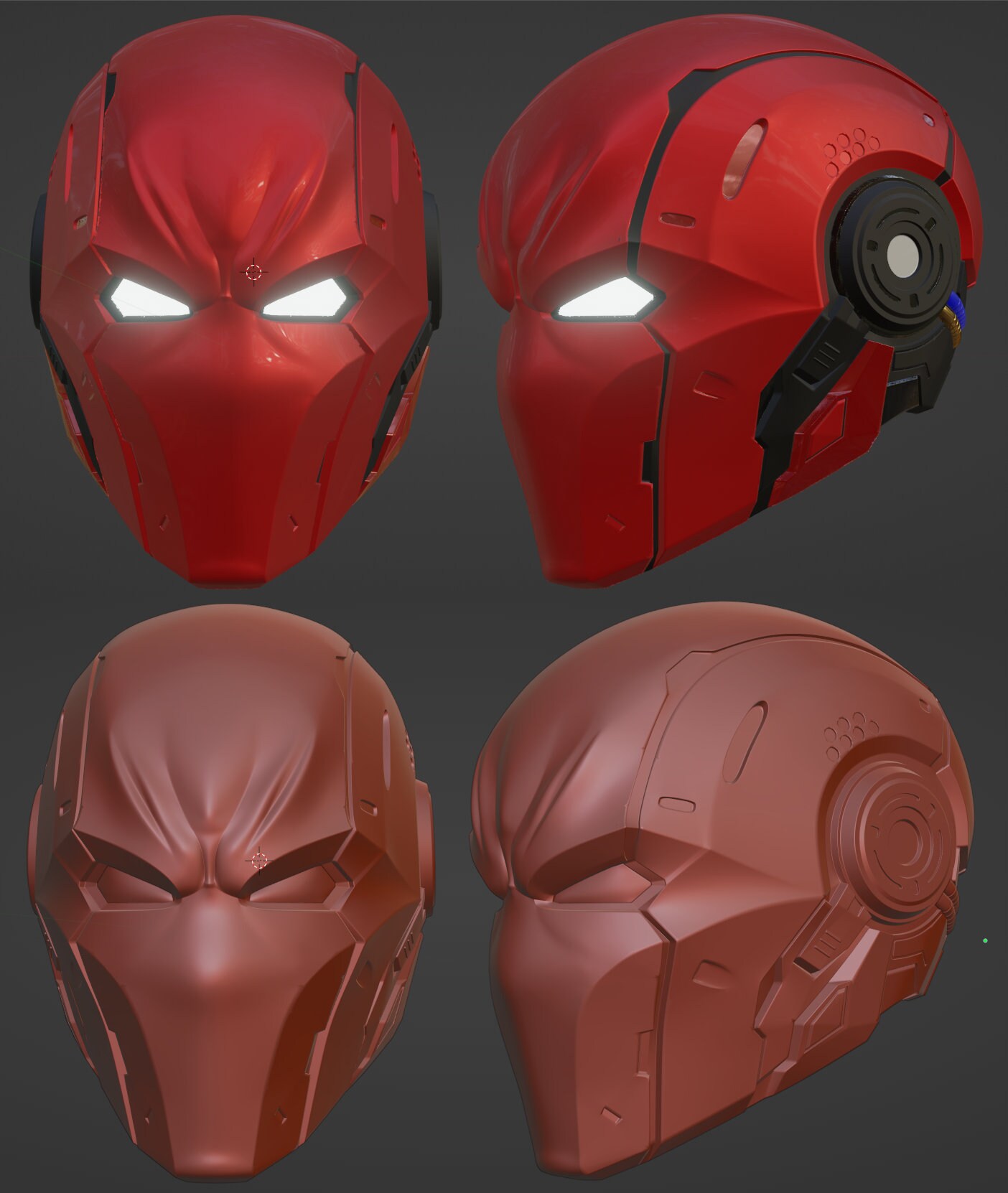 Red Cyber Hood Helmet 3D - Etsy Australia