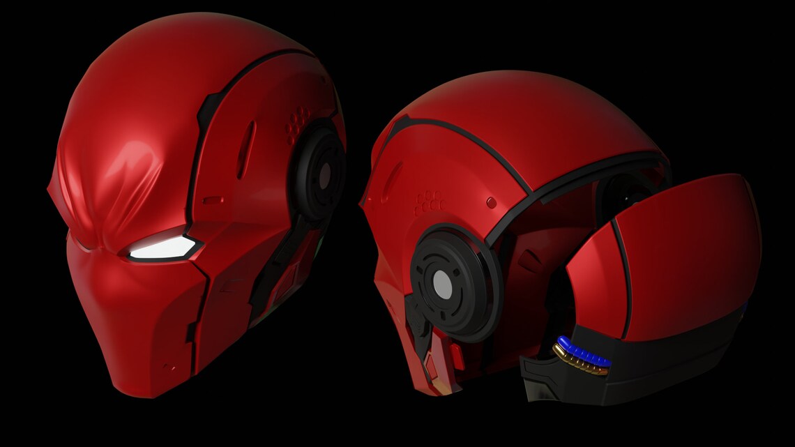 Red Cyber Hood Helmet 3D - Etsy