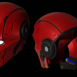 Red Cyber Hood Helmet 3D - Etsy