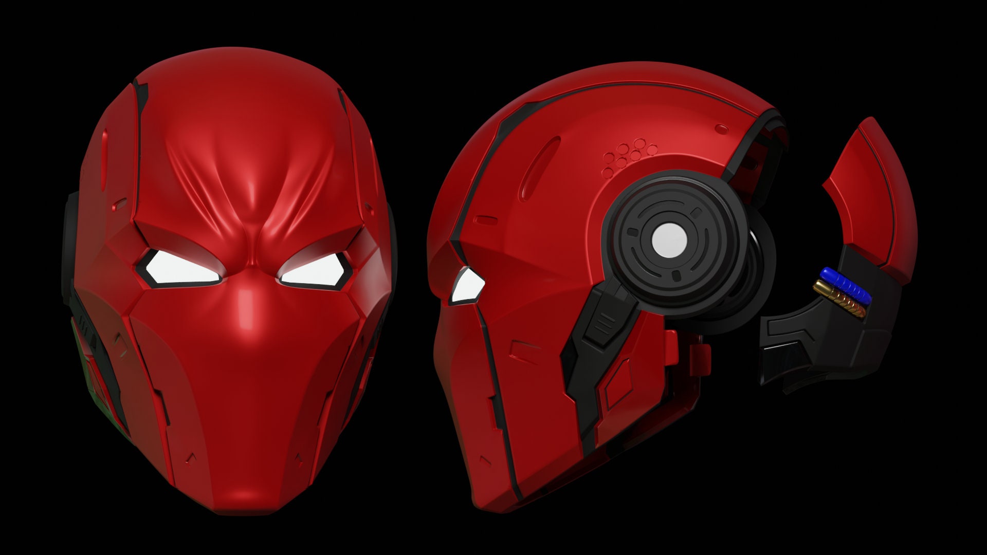 Red Cyber Hood Helmet 3D - Etsy Australia
