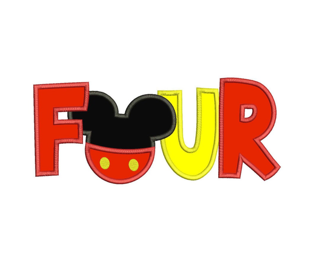 Mickey Four Applique Design 3 Sizes INSTANT DOWNLOAD - Etsy