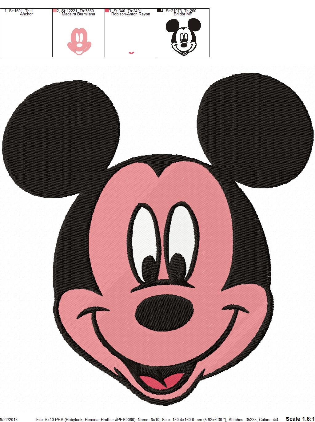 Mickey Mouse Head Embroidery Design - Etsy