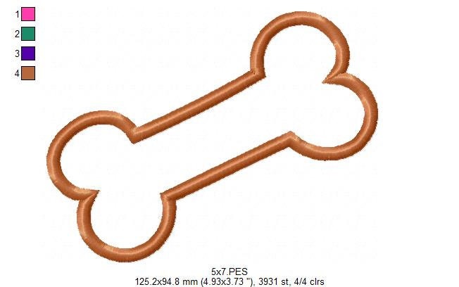 Dog Bone Applique Design | Etsy