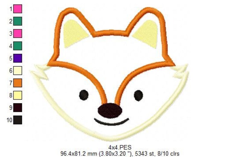 Fox Applique Design Instant DOWNLOAD - Etsy