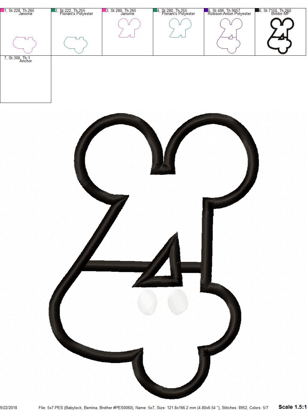 Mickey Number 4 Appliqe Design - Etsy UK
