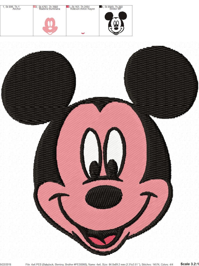 Mickey Mouse Head Embroidery Design - Etsy