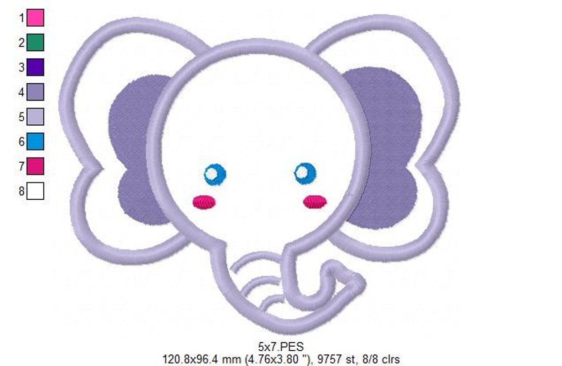Baby Elephant Applique Design - Etsy