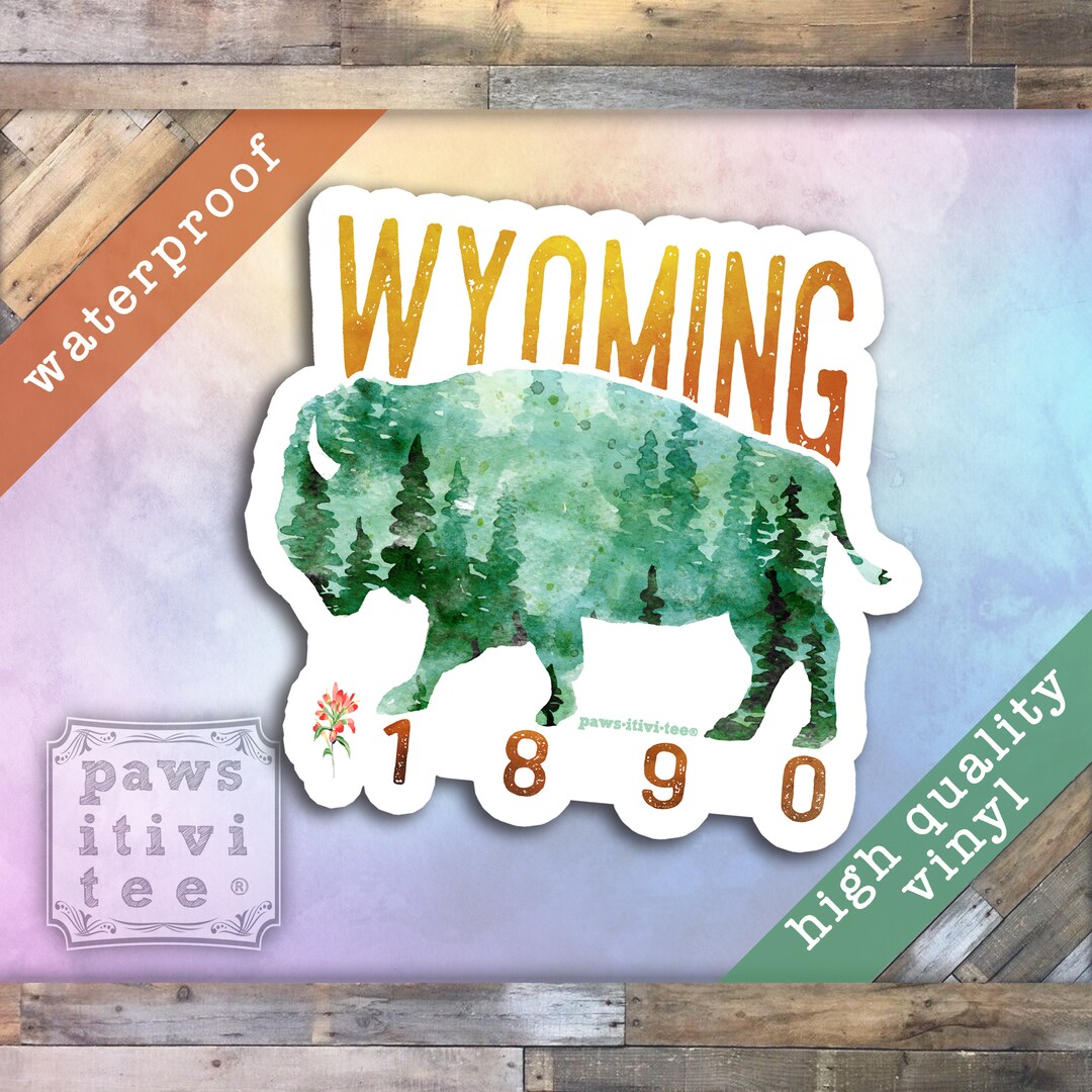 Wyoming Buffalo Vinyl Sticker, State Souvenir Decal - Etsy