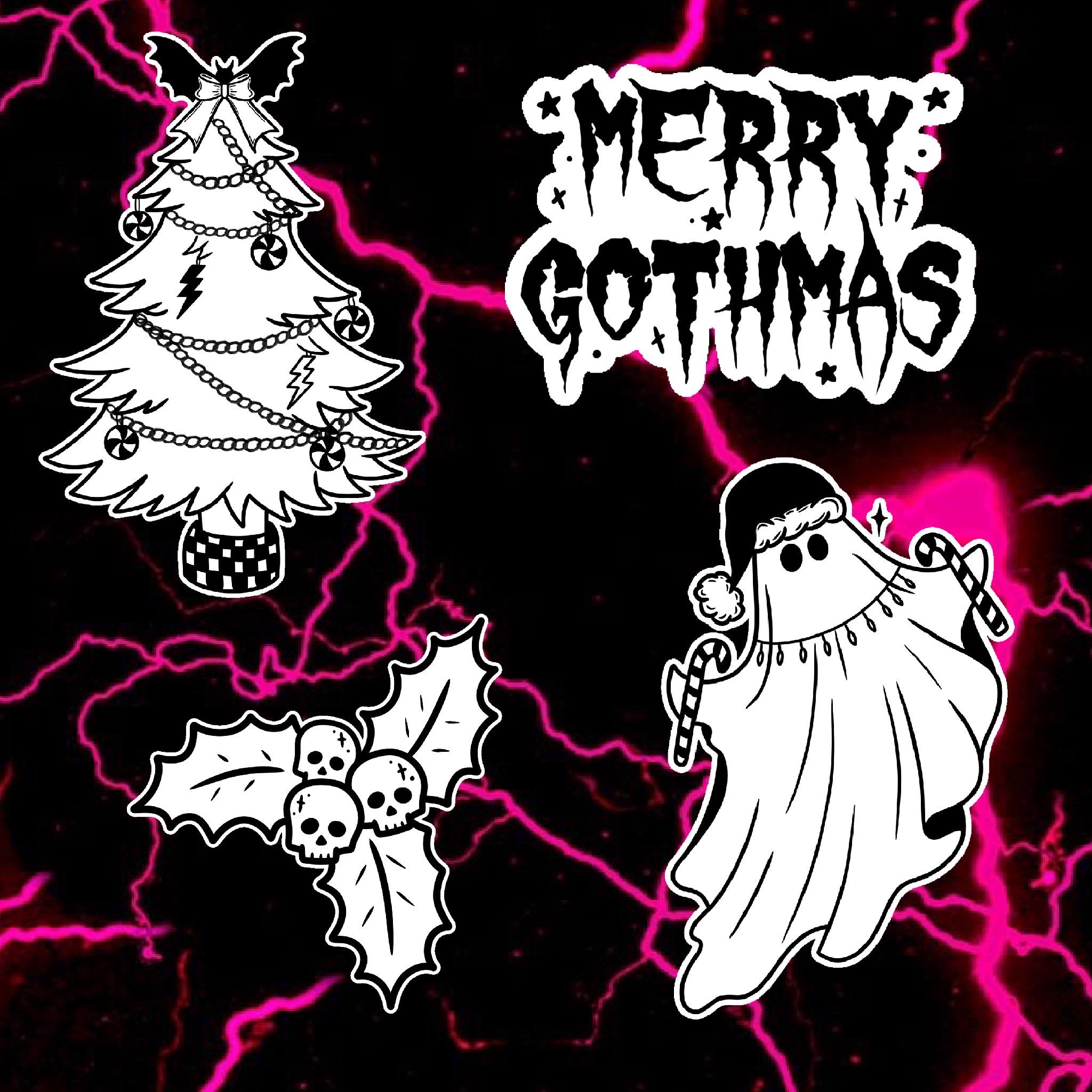 MERRY GOTHMAS Sticker Pack / A4 Card Prints Waterproof Sticker Laptop ...