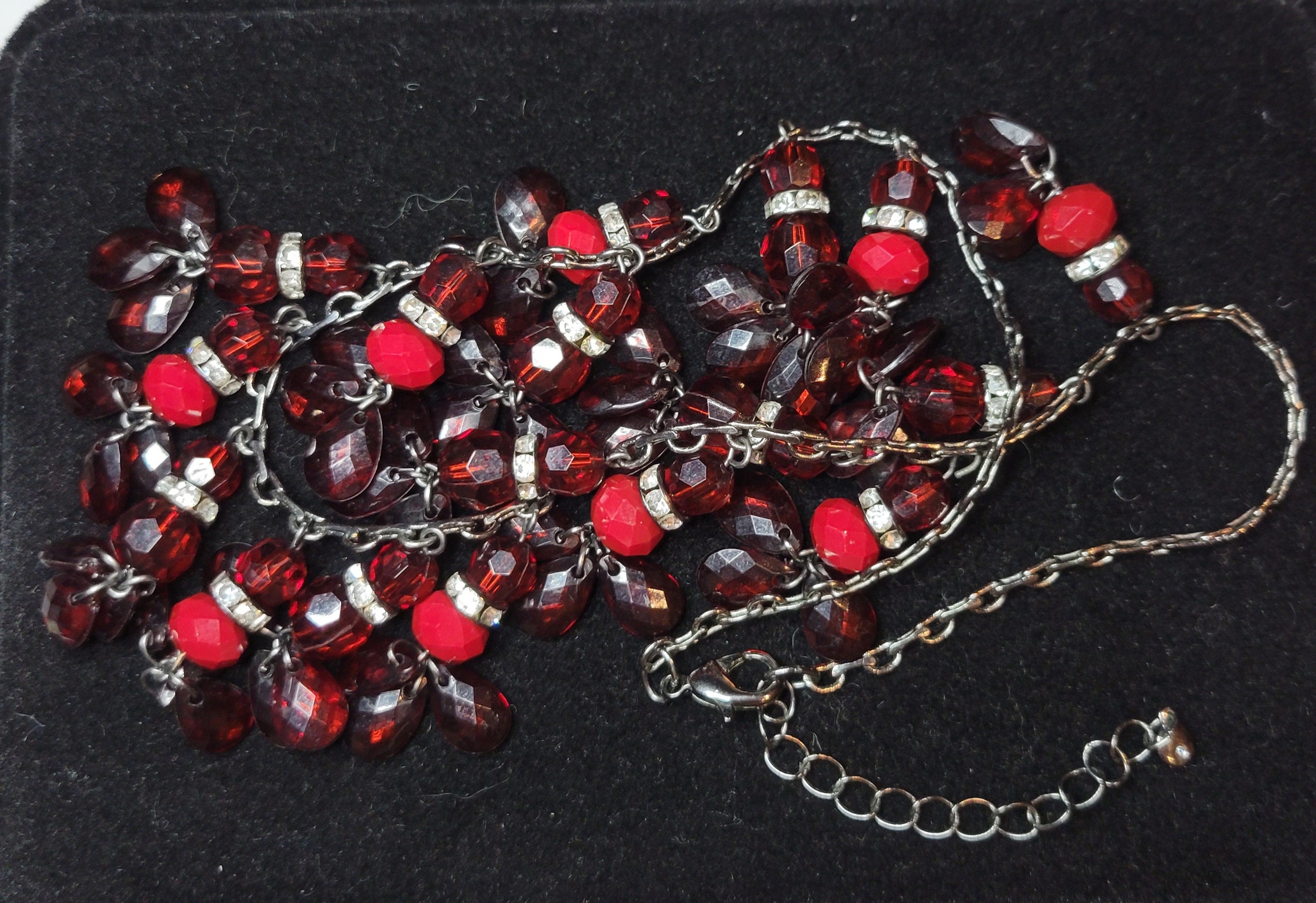 Red Crystal Bead Necklace - Etsy