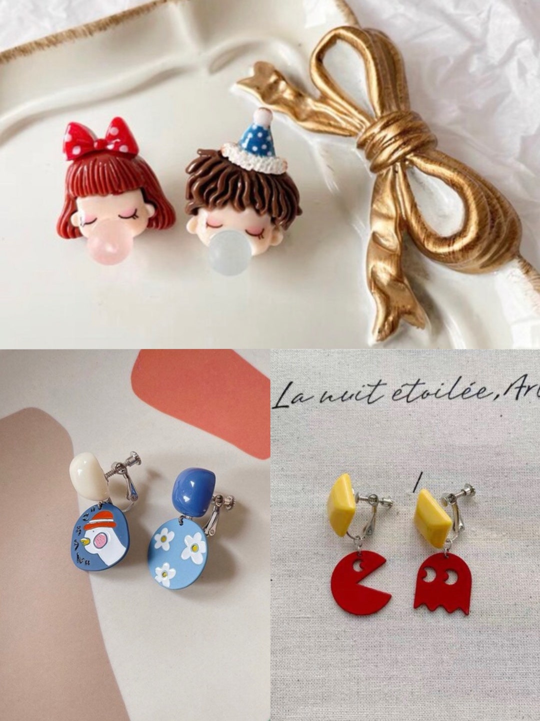 Cute Pendant Clip on Earrings Various Styles - Etsy