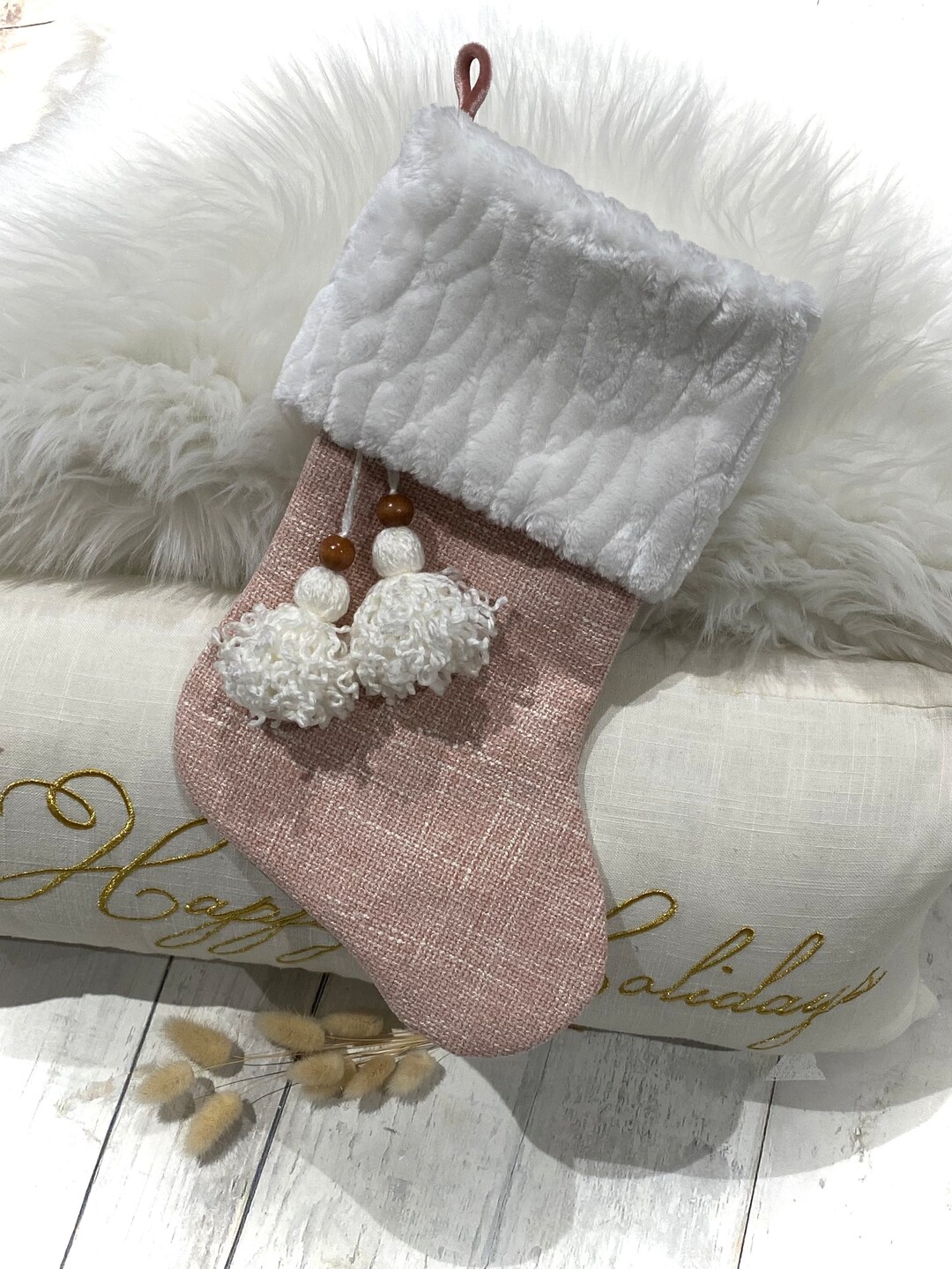 Whimsical Christmas Stocking / Blush Pink - Etsy