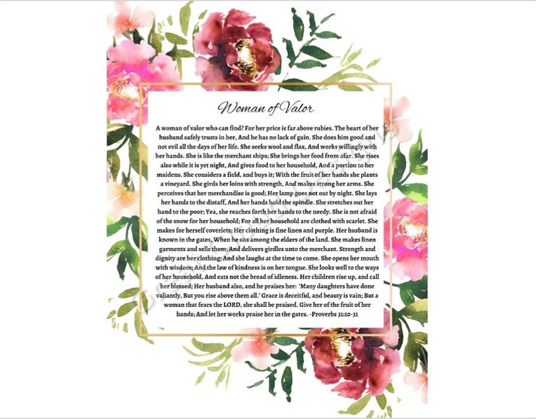 Woman of Valor Art PRINTABLE DOWNLOAD Eshet Chayil Proverbs 31 - Etsy