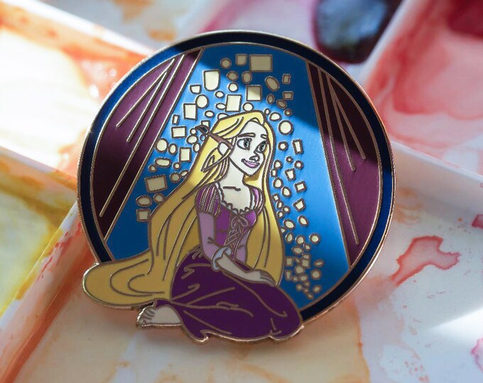 Disney, Tangled, Princess Rapunzel Gold Plated Hard Enamel Pin, Fantasy ...
