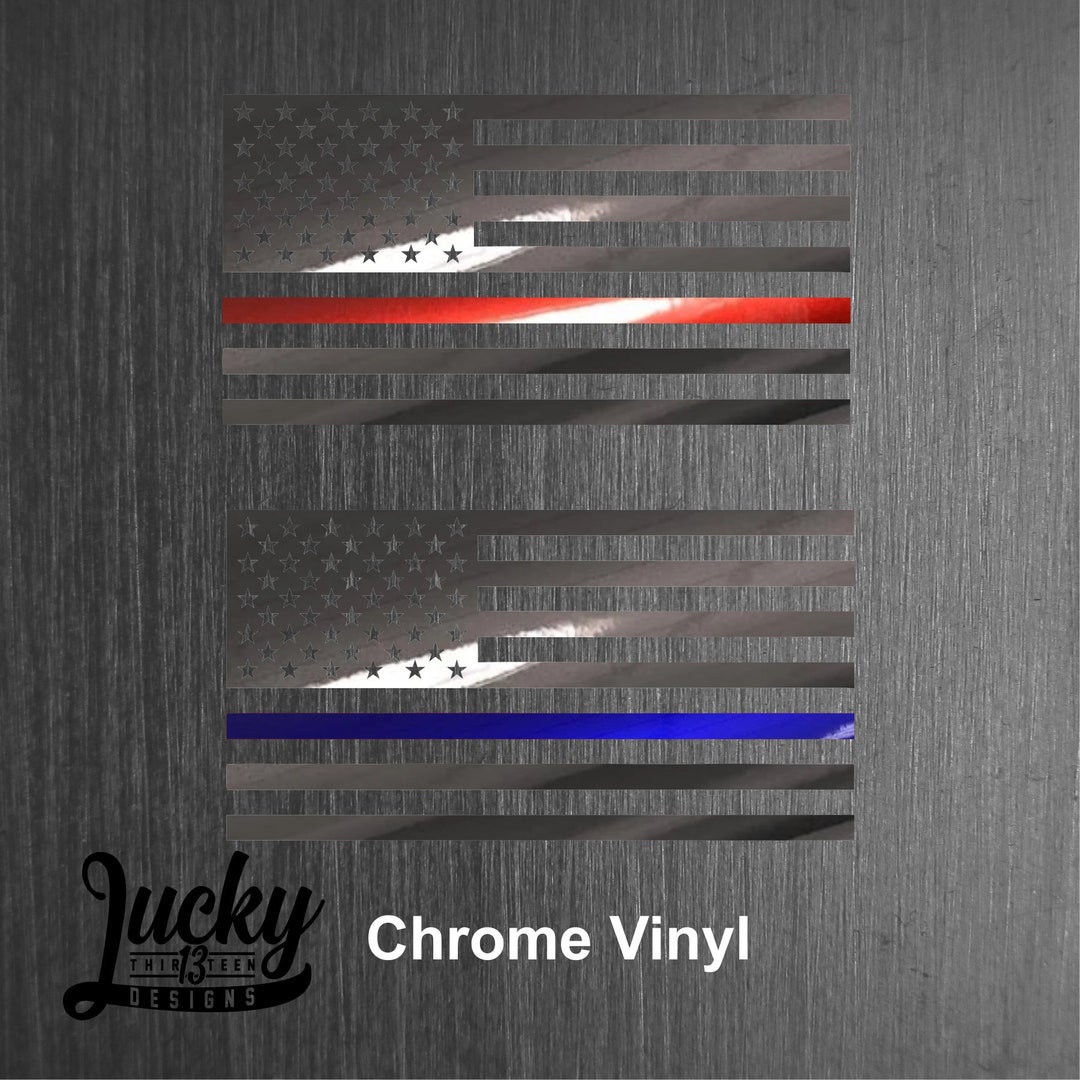 Thin Red Line / Thin Blue Line Metallic Chrome Vinyl Decals - Etsy