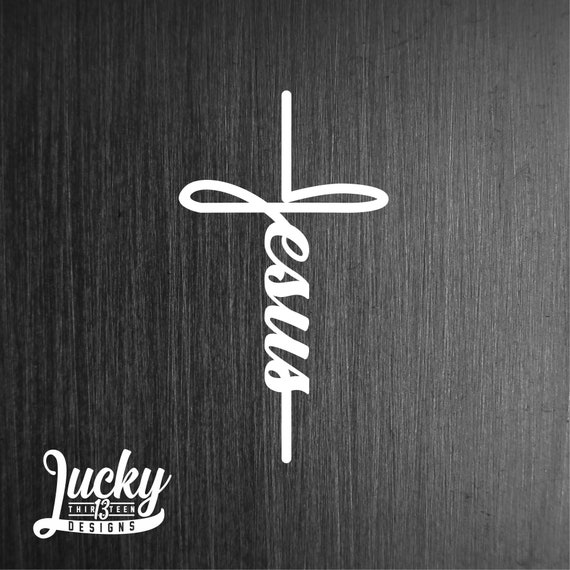 Jesus Script Cross Vinyl Decal - Etsy