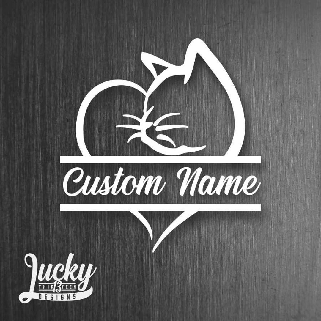 Custom Cat Heart With Name Vinyl Decal - Etsy