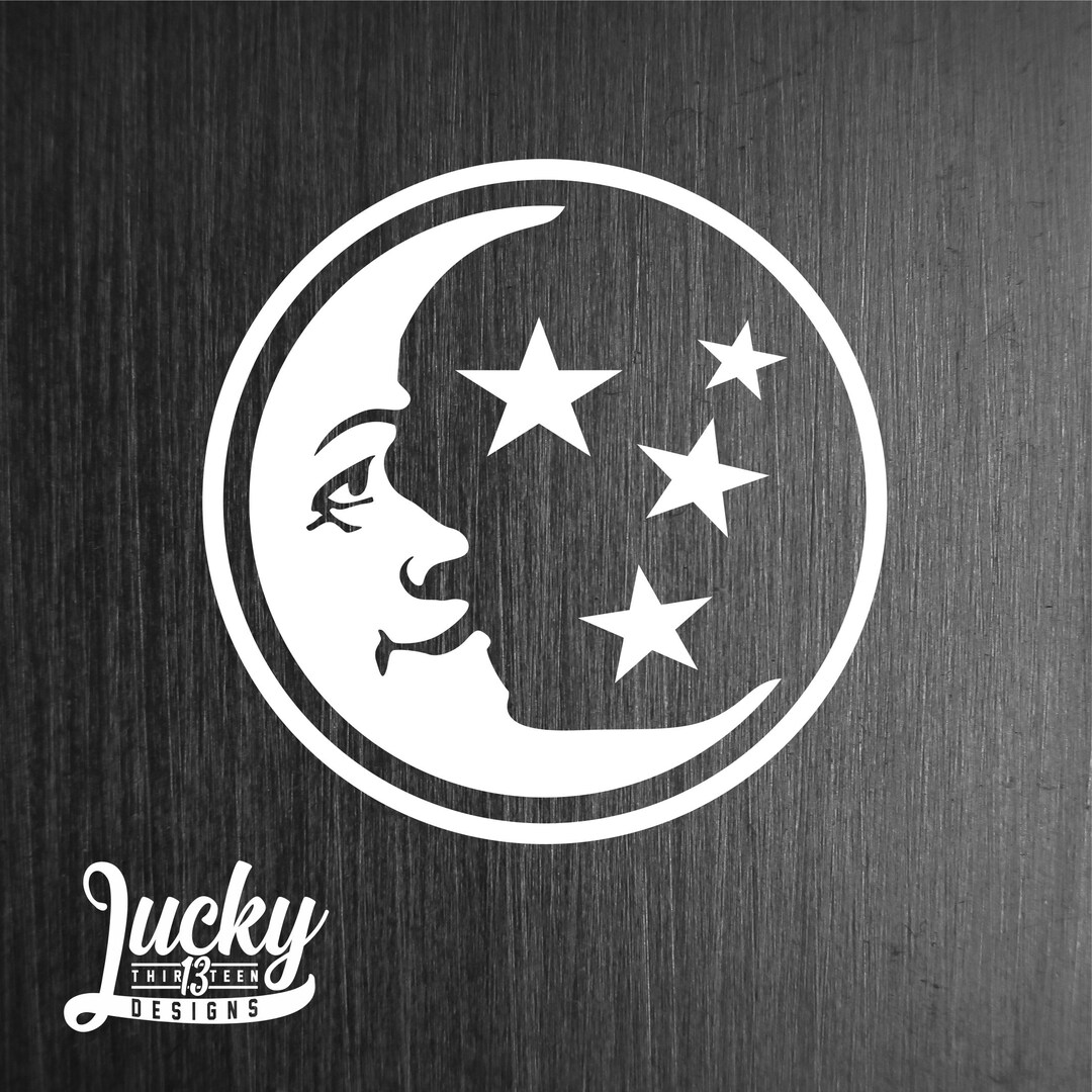 Moon and Stars Vinyl Sticker - Etsy